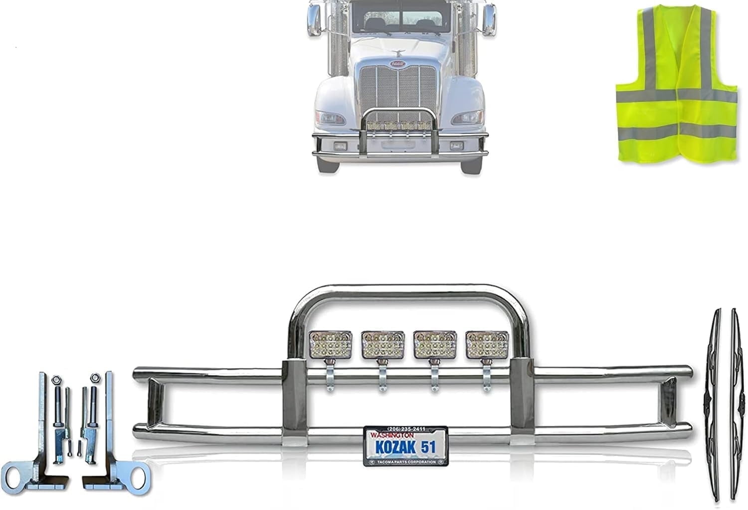 Peterbilt 386 Front Bumper Grill Deer Brush Moose Guard - Square ...