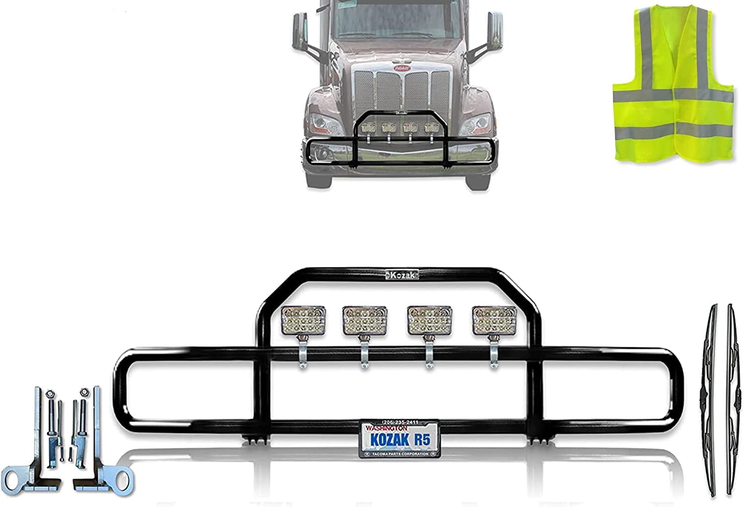 Peterbilt 579 2013-202 Front Grille Deer Moose Brush Bumper Guard ...