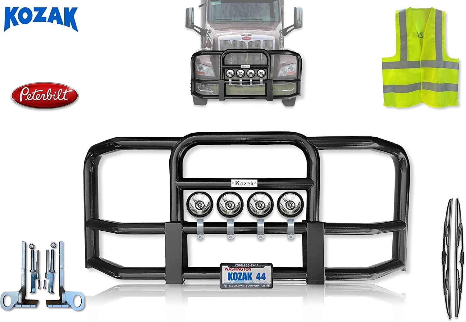 Peterbilt 579 2013-2020 Front Full Grille Deer Brush Moose Bumper Guard ...