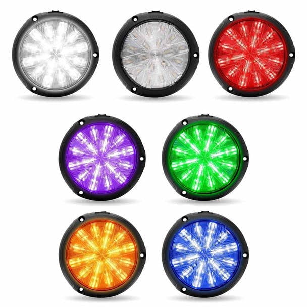Peterbilt 6" Round Multicolor LED Interior Cab Dome Light With Matte ...