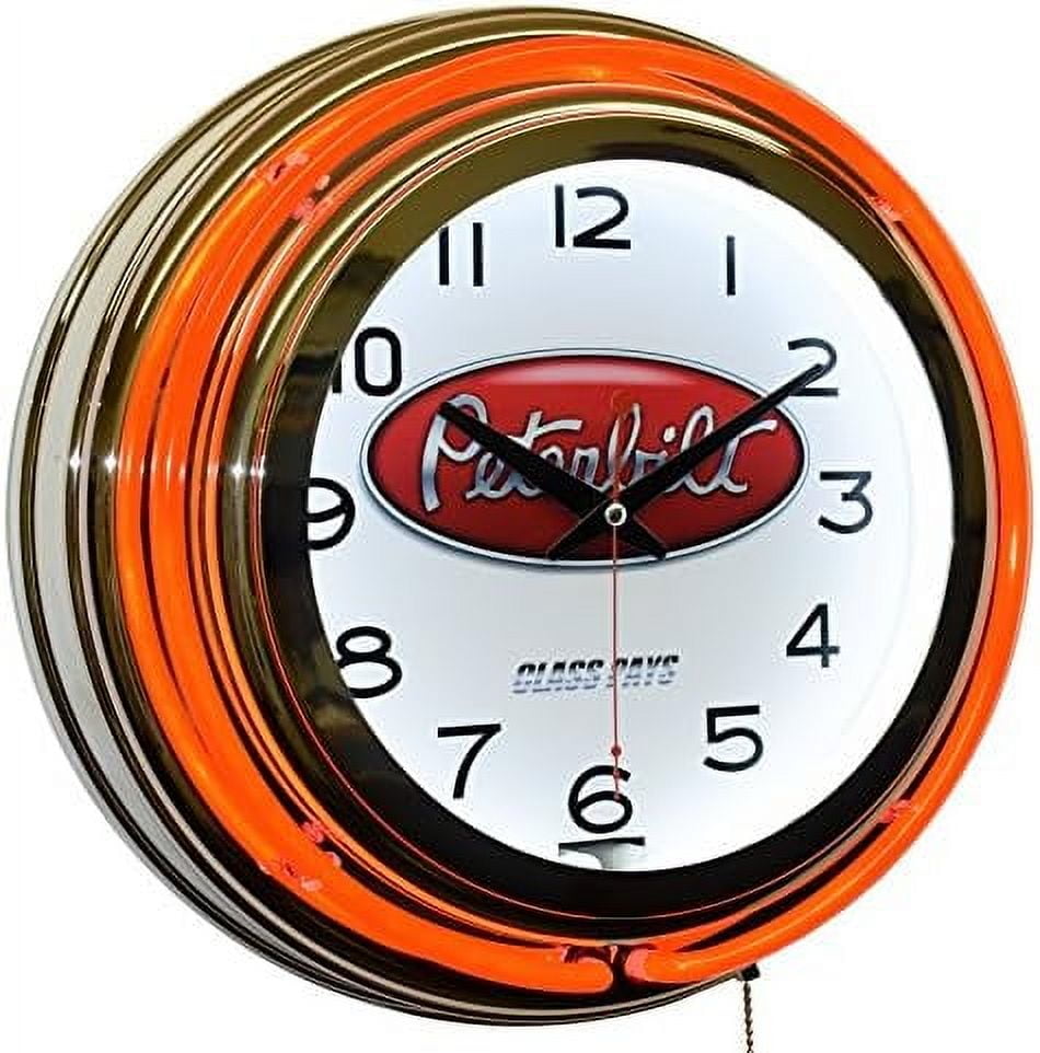 Peterbilt Trucks Class Pay Red Double Neon Advertising Clock Man Cave ...