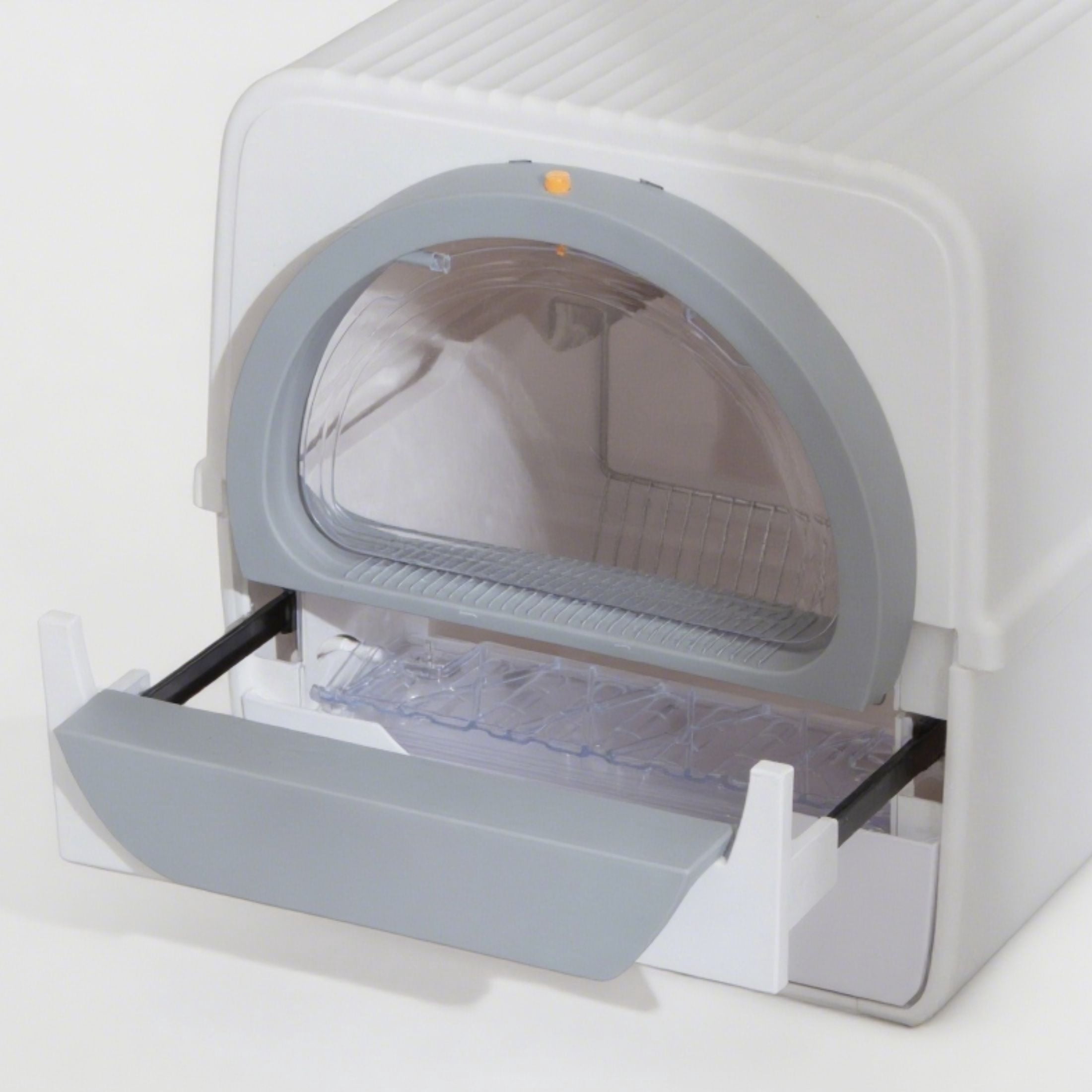 Peterest Mechanical Self-Cleaning Cat Litter Box with Waste Bin, White ...