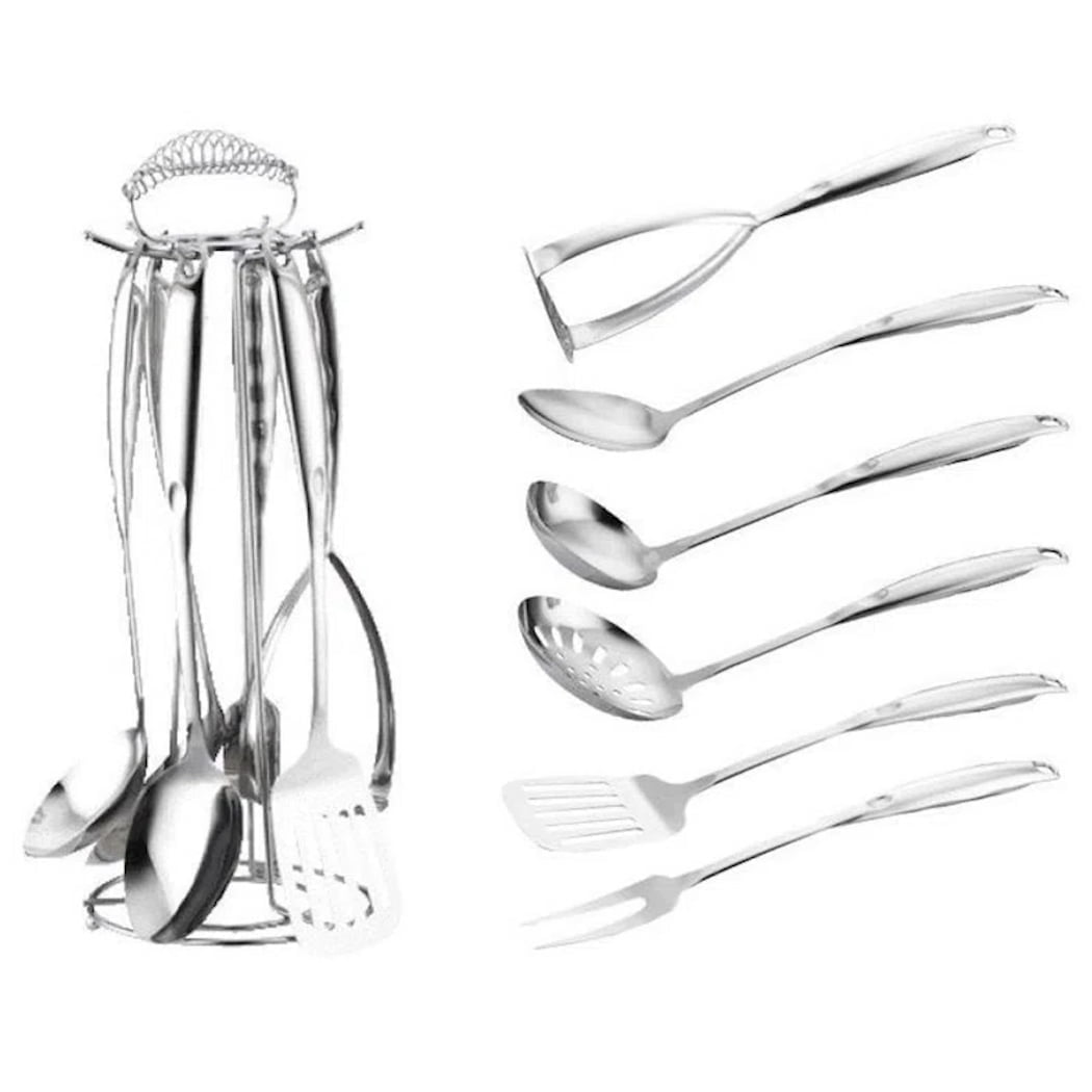 Peterhof 7-Piece Stainless Steel Kitchen Utensil Set with Stand ...