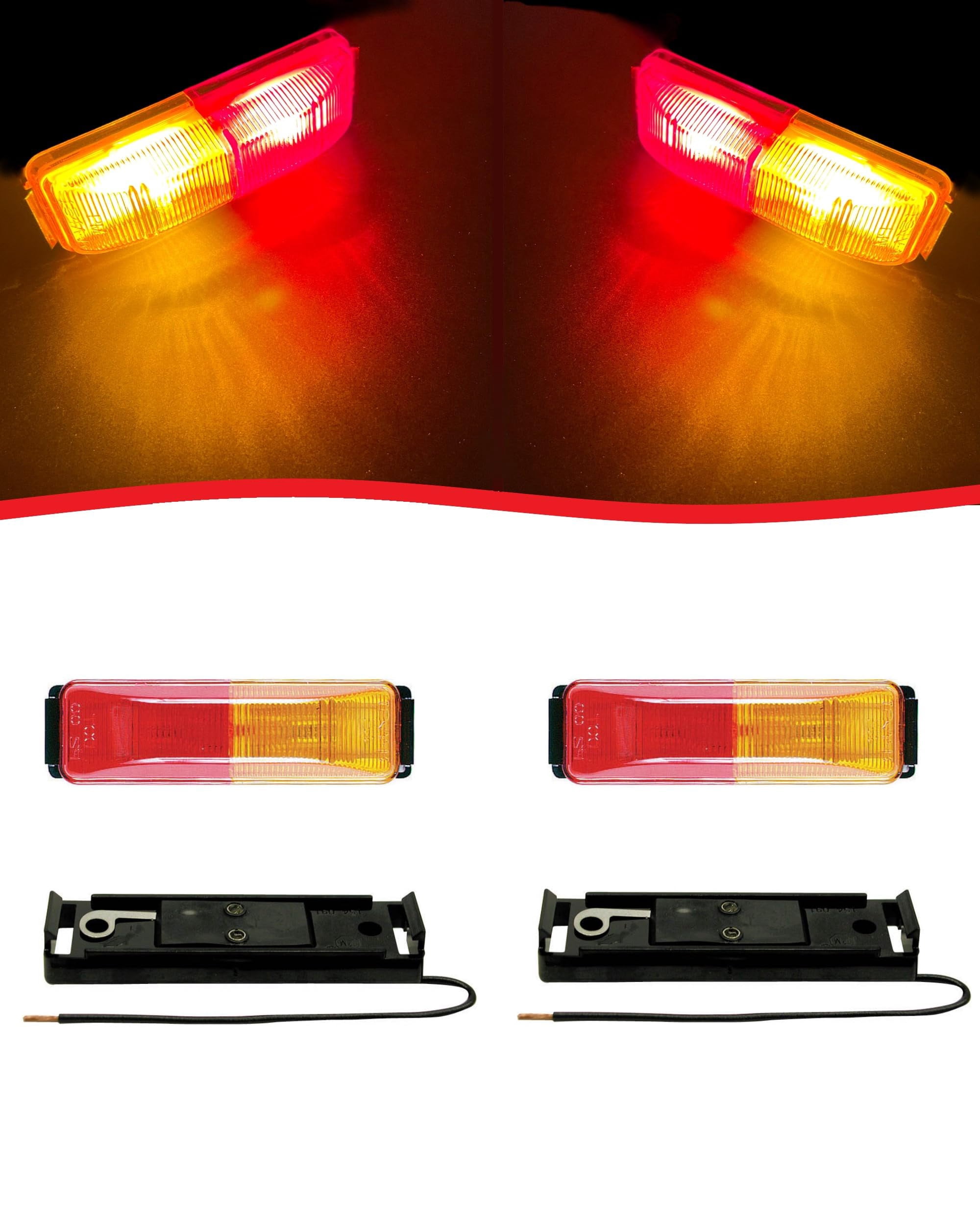 Peterson Trailer Marker lights (2) M154A-R Incandescent Side Marker ...