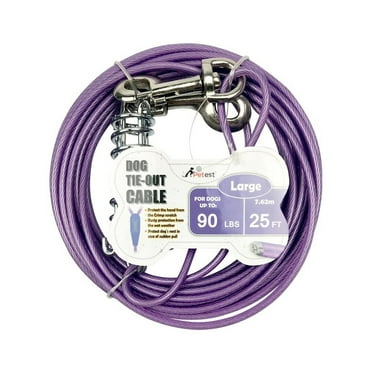 Petest 25ft Reflective Tie-Out Cable for Small Dogs, Up To 35 Pounds ...