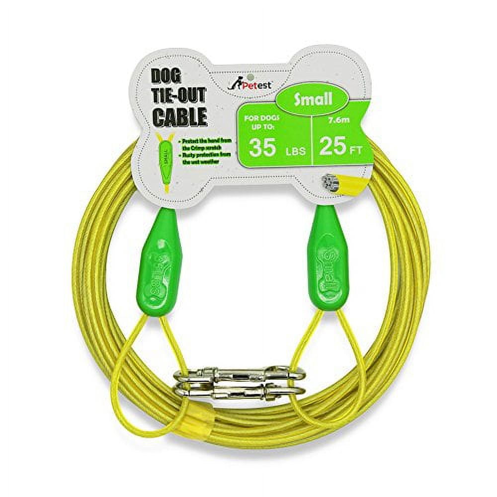 Petest Long Stake 25ft Tie-out Cable with Crimp Cover for Small Dogs Up ...