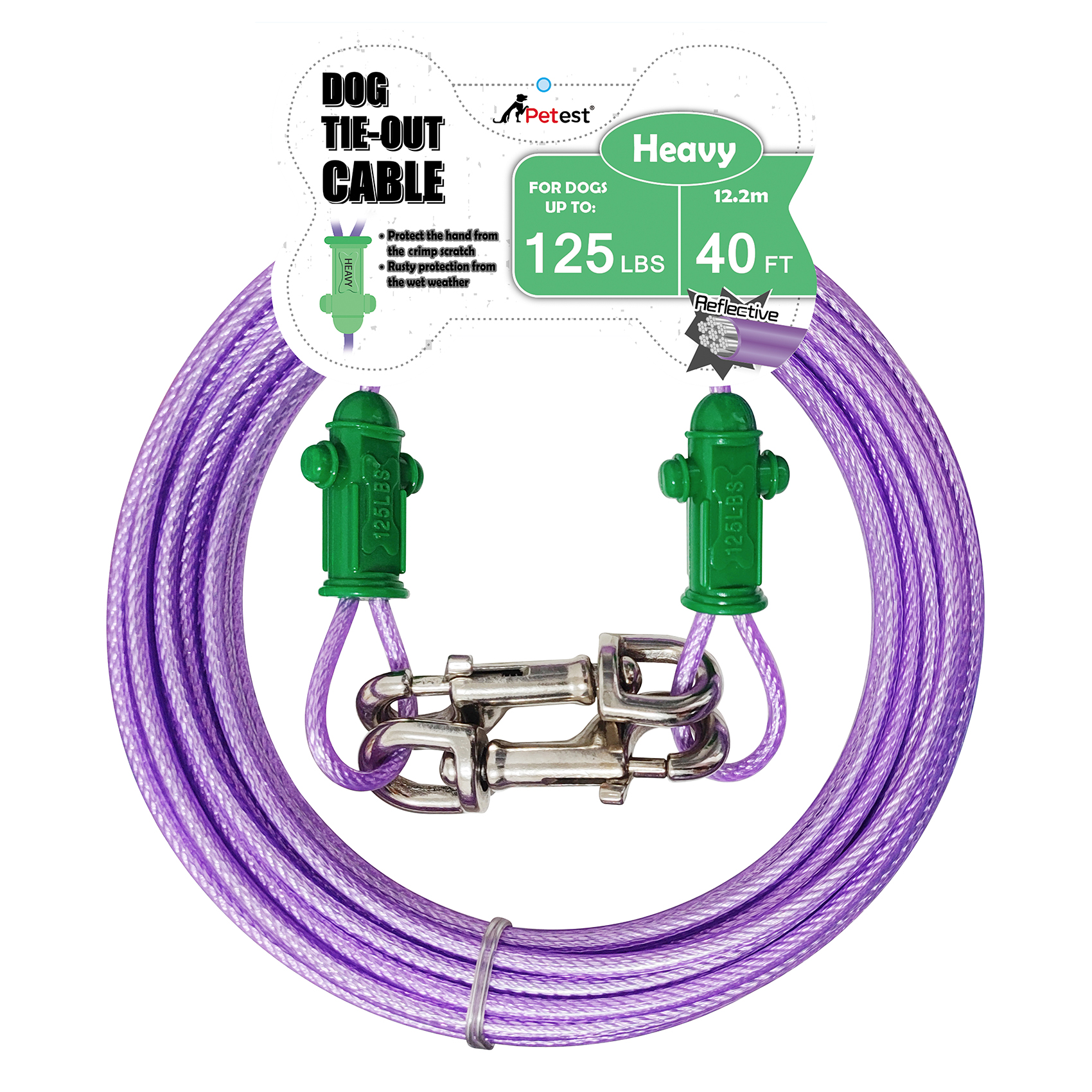 BV Pet Tie Out Cable 60 FT Aerial Trolley for Dog up to 125 Pound with ...