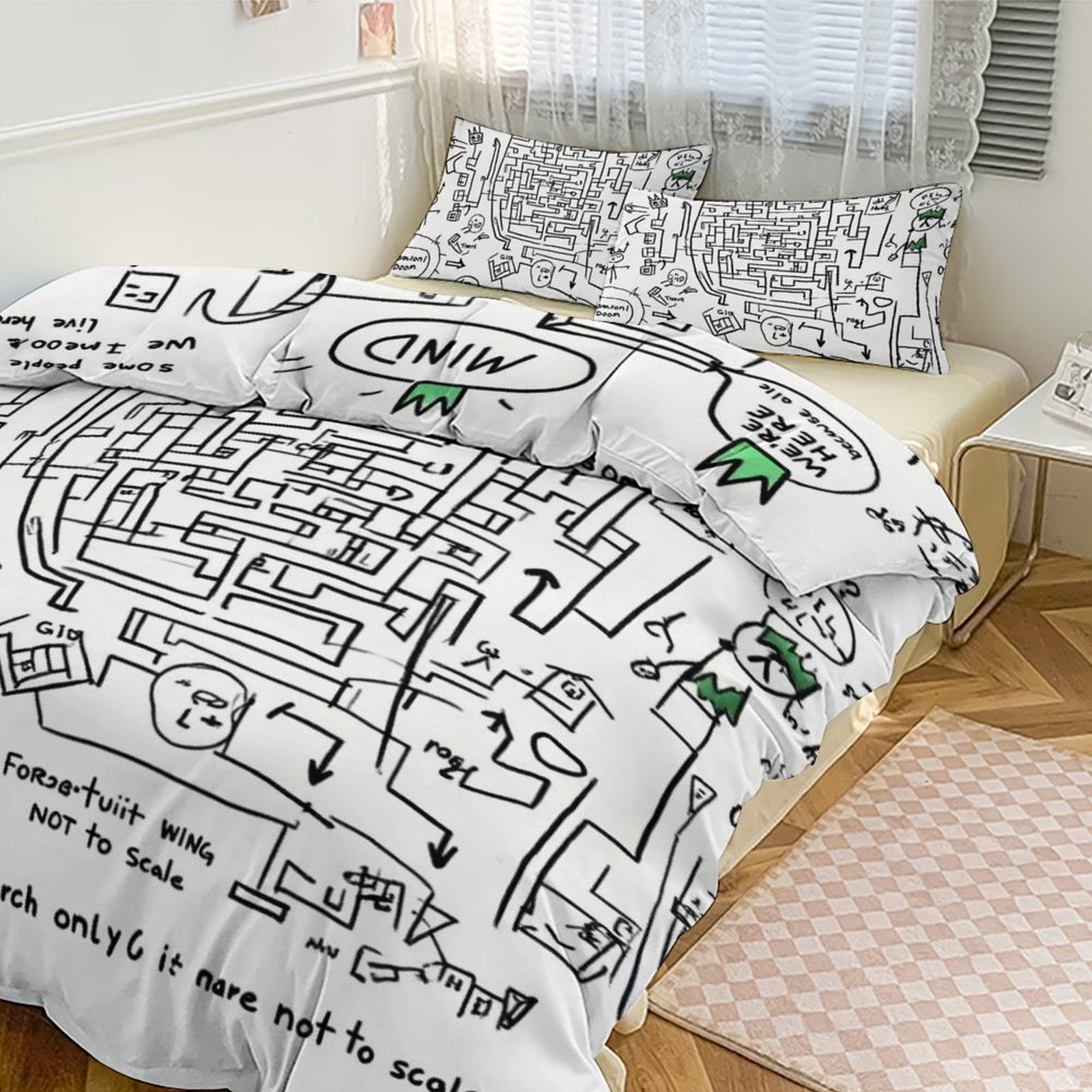 Petey's Lumon Map 90"x90" 3 Pcs Soft Bedding Set, Includes Duvet Cover ...