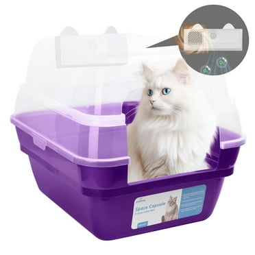 Petfamily Extra Large Cat Litter Box, Color Purple, Jumbo Hooded, 24.8 ...