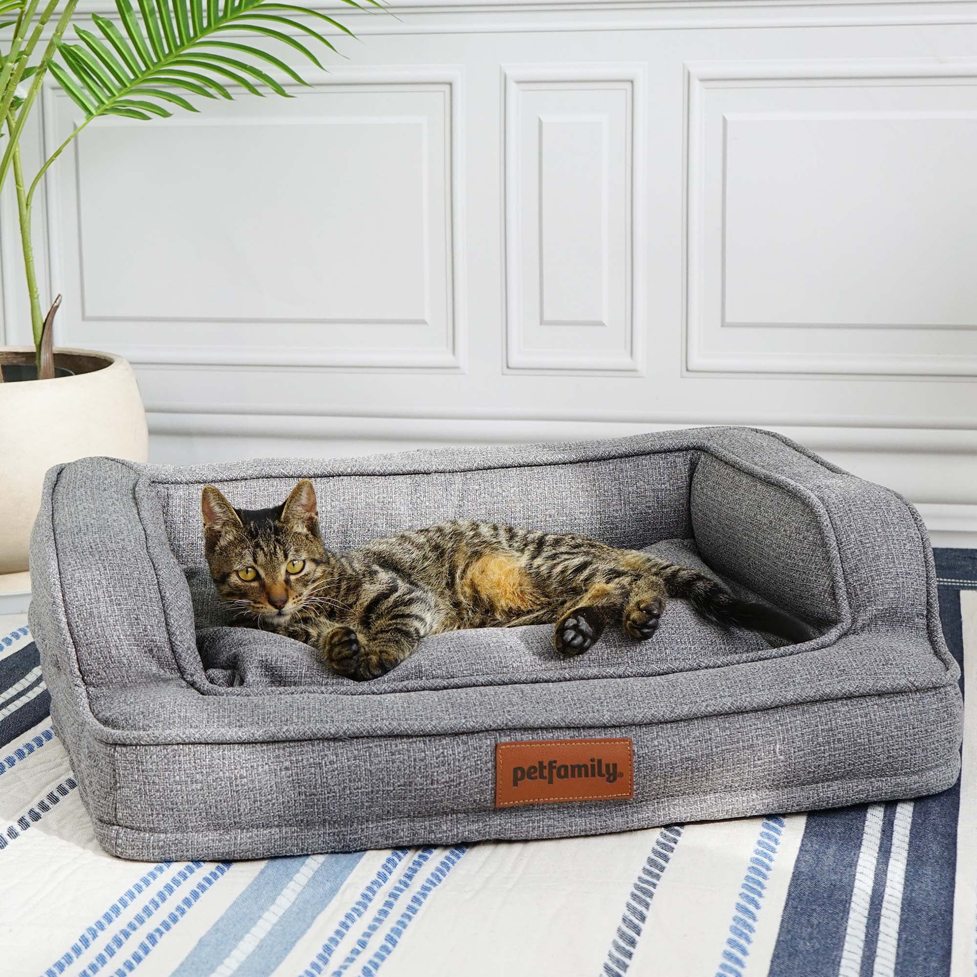 Petfamily Luxe Mattress Edition Washable Cat Bed, Pet Bed, Grey, Small ...
