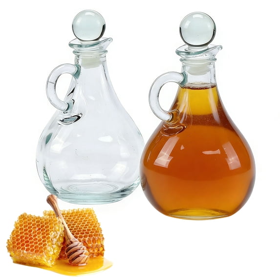 Pethiy 2-Pack Lead-Free Clear Glass Honey Dispenser Bottles with Handle ...