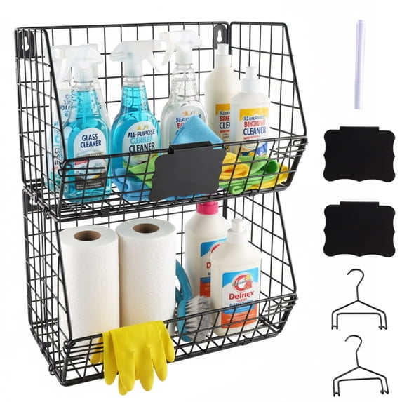 Pethiy 2-Piece Metal Storage Set with Custom Labels, Multi-Use Wire ...