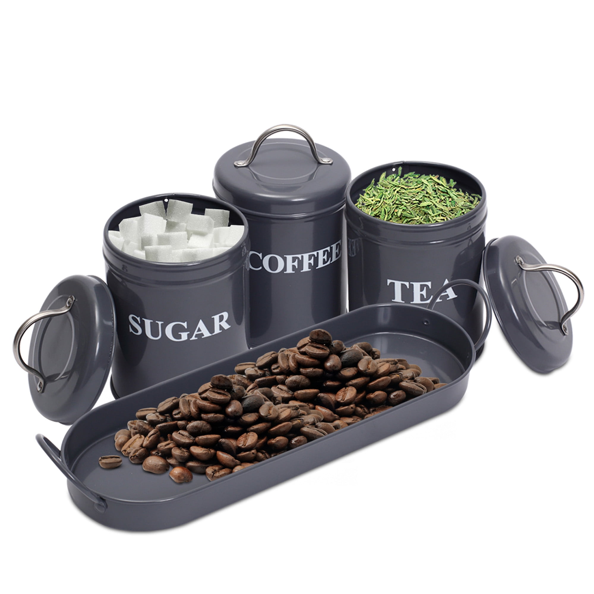 Pethiy Kitchen Canister Set, Airtight Food Storage with Tray, Coffee ...