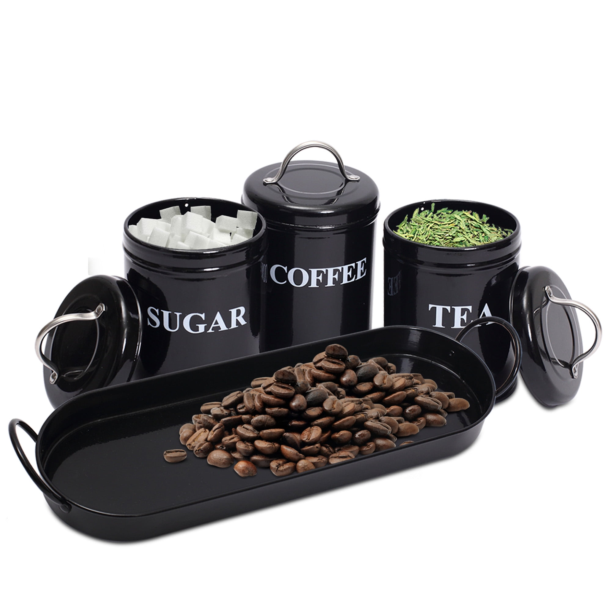 Pethiy 3-Piece Vintage Retro Farmhouse Metal Kitchen Containers, Coffee ...