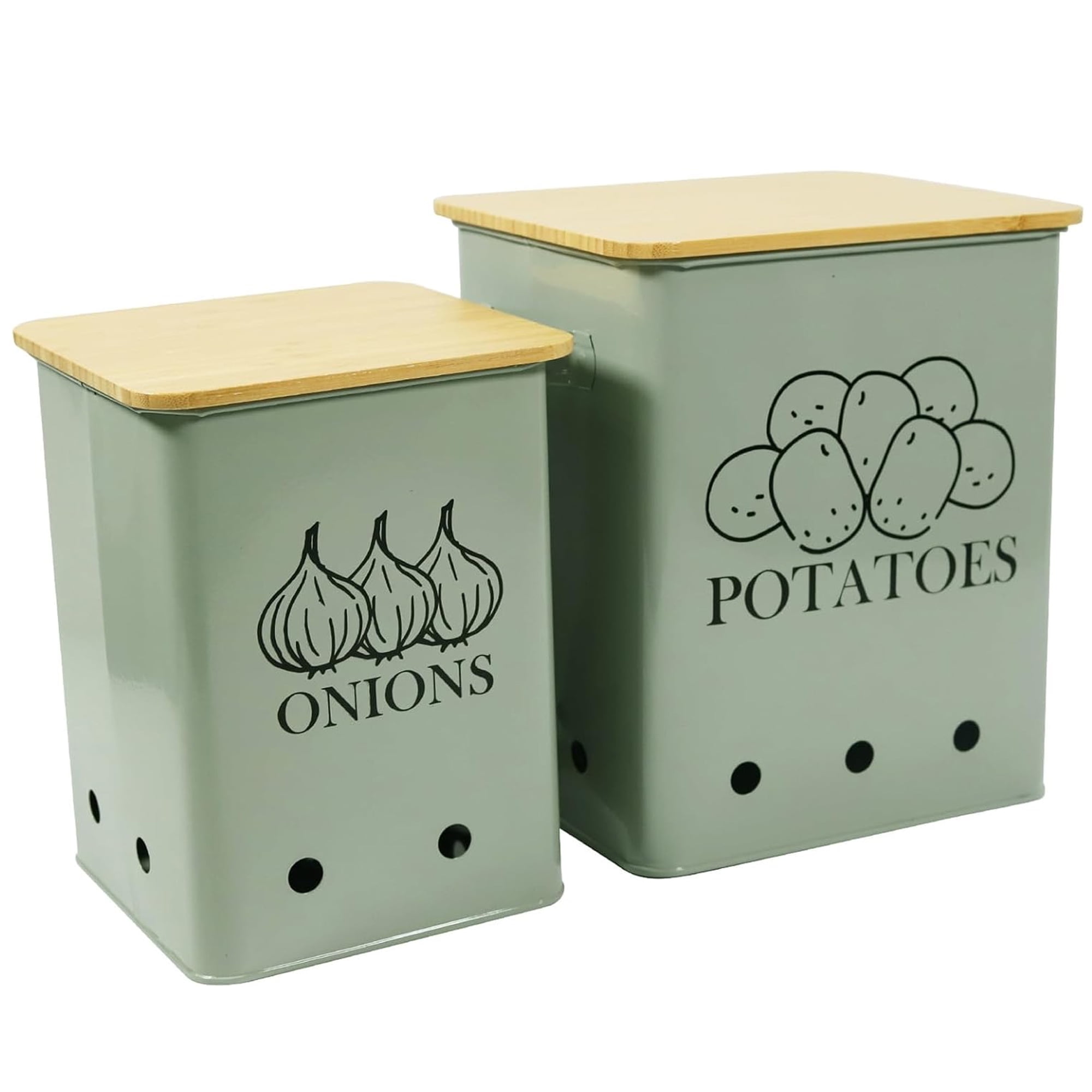 Pethiy Kitchen Vegetable Storage Set of 2, Metal Onion Potato Storage ...