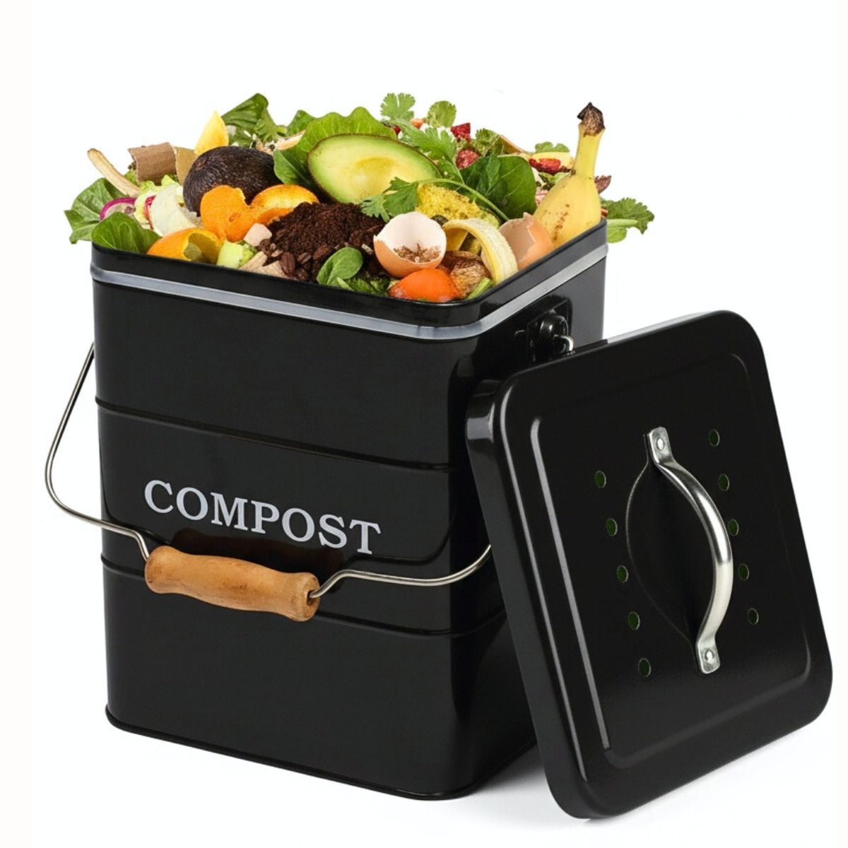 Pethiy Stainless Steel Compost Bin for Kitchen Countertop Compost Bin，1 ...