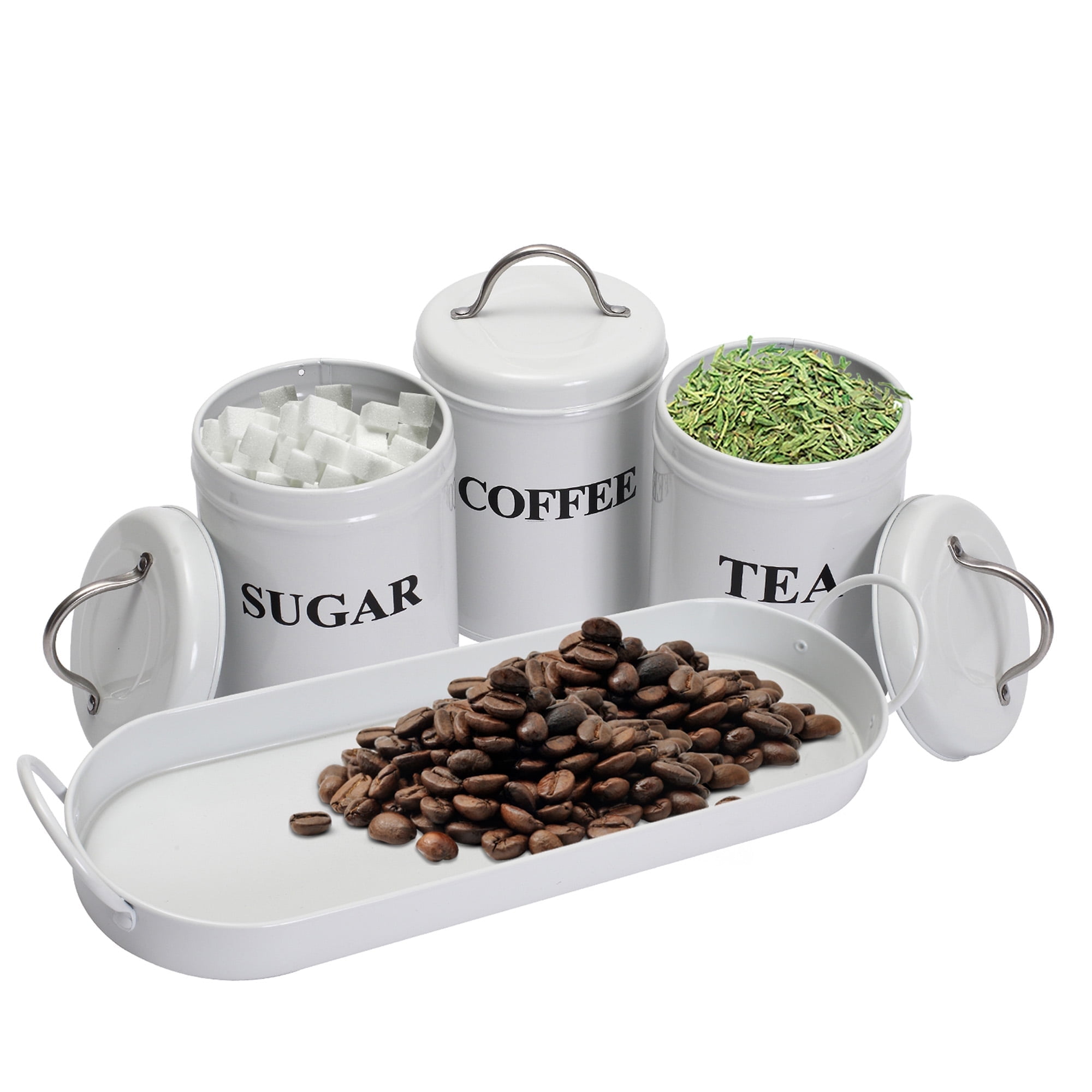 Pethiy Kitchen Canister Set, Airtight Coffee Tea Sugar Storage, Metal ...