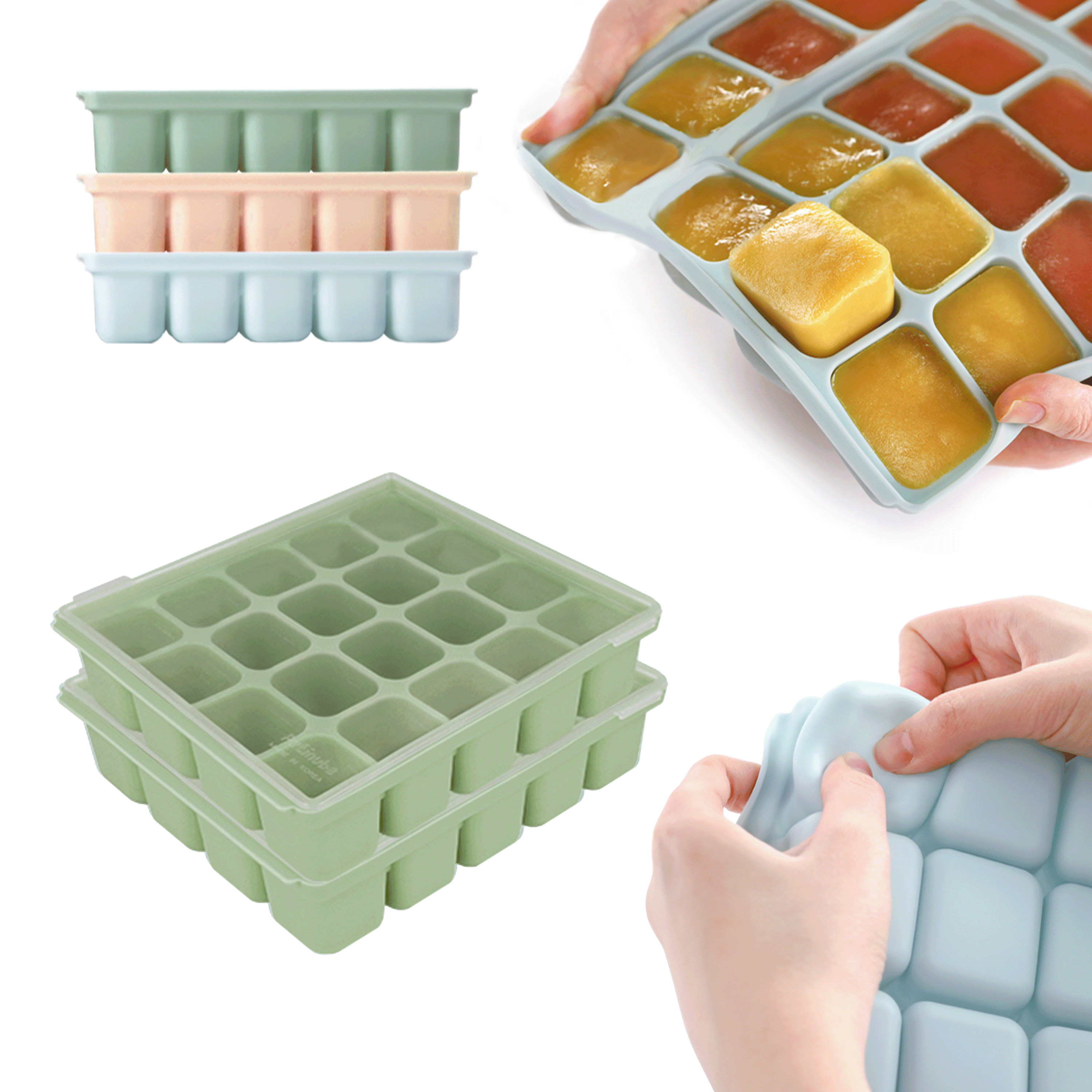 Stackable Vintage Kitchen Ice Cube Tray - Easy Release Handle, Mini ...