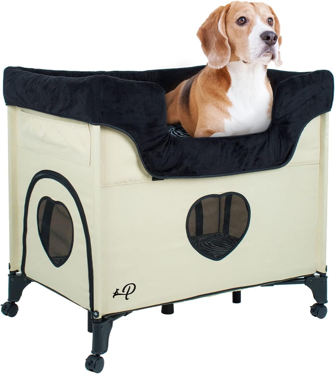 Petique Elevated Cozy Dog Bedside 2 Level Pet Bunk Bed & Cot w ...
