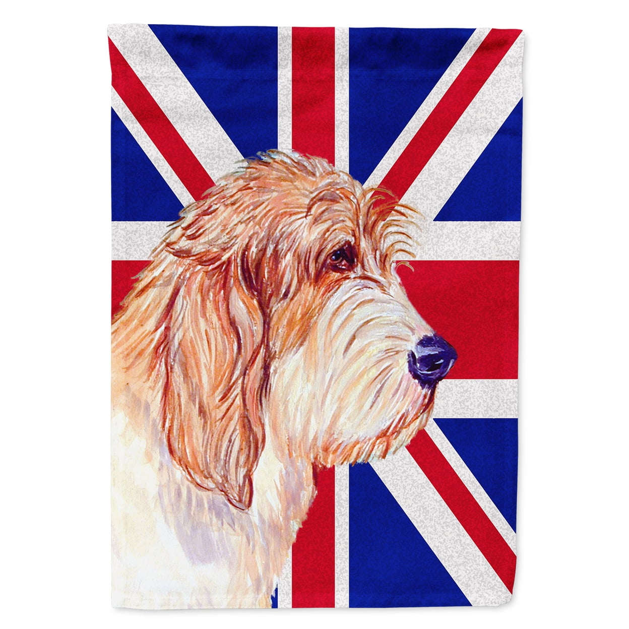 Petit Basset Griffon Vendeen PBGV with English Union Jack British Flag ...