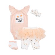 PL Baby by Petit Lem Baby Girl Peplum Top, Shorts, Bodysuit & Headband ...