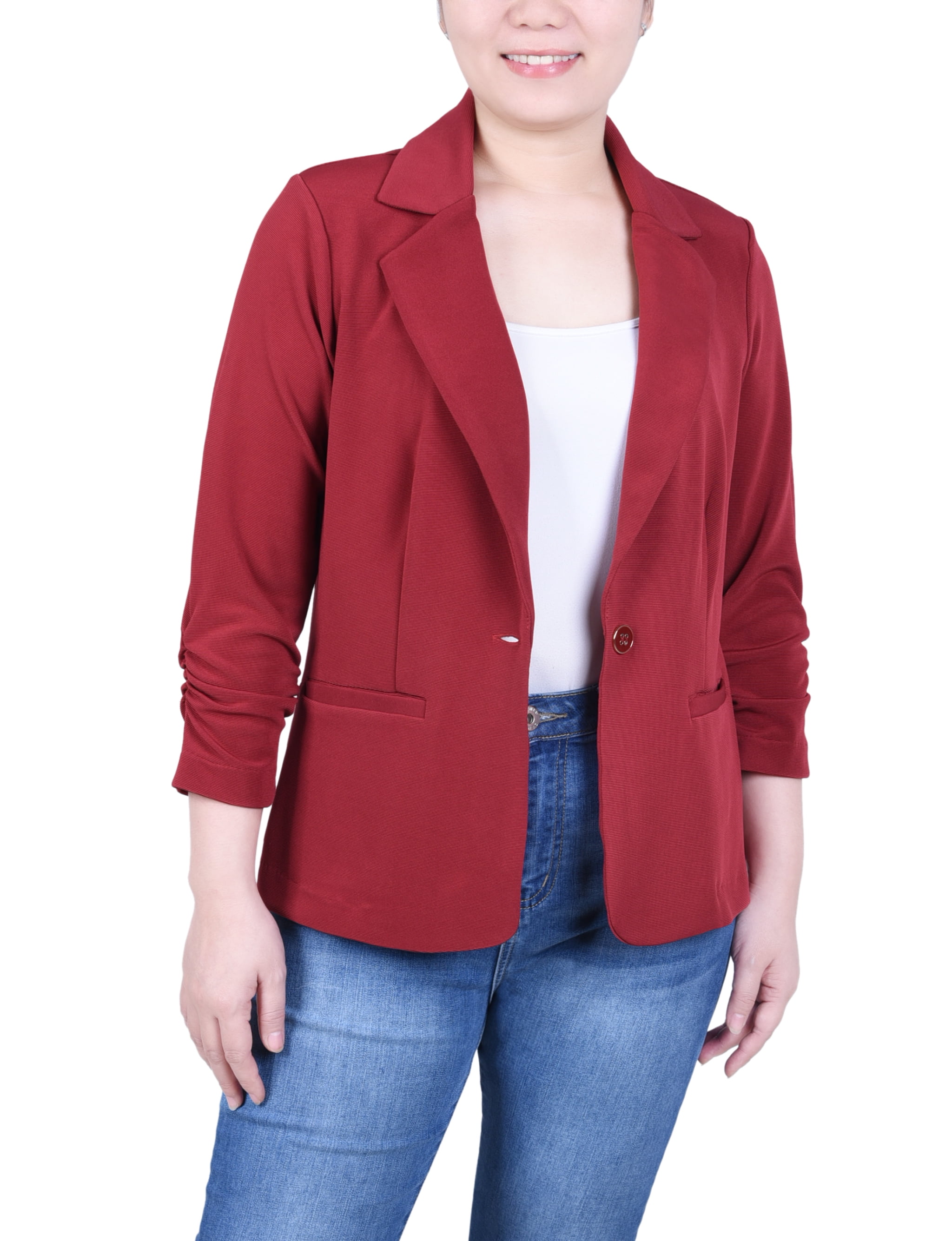 Petite 3/4 Sleeve Knit Ottoman Jacket - Walmart.com