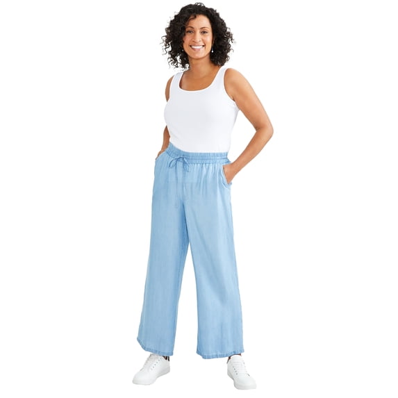 Petite Chambray Wide-Leg Pants Emma Wash PS - Walmart.com