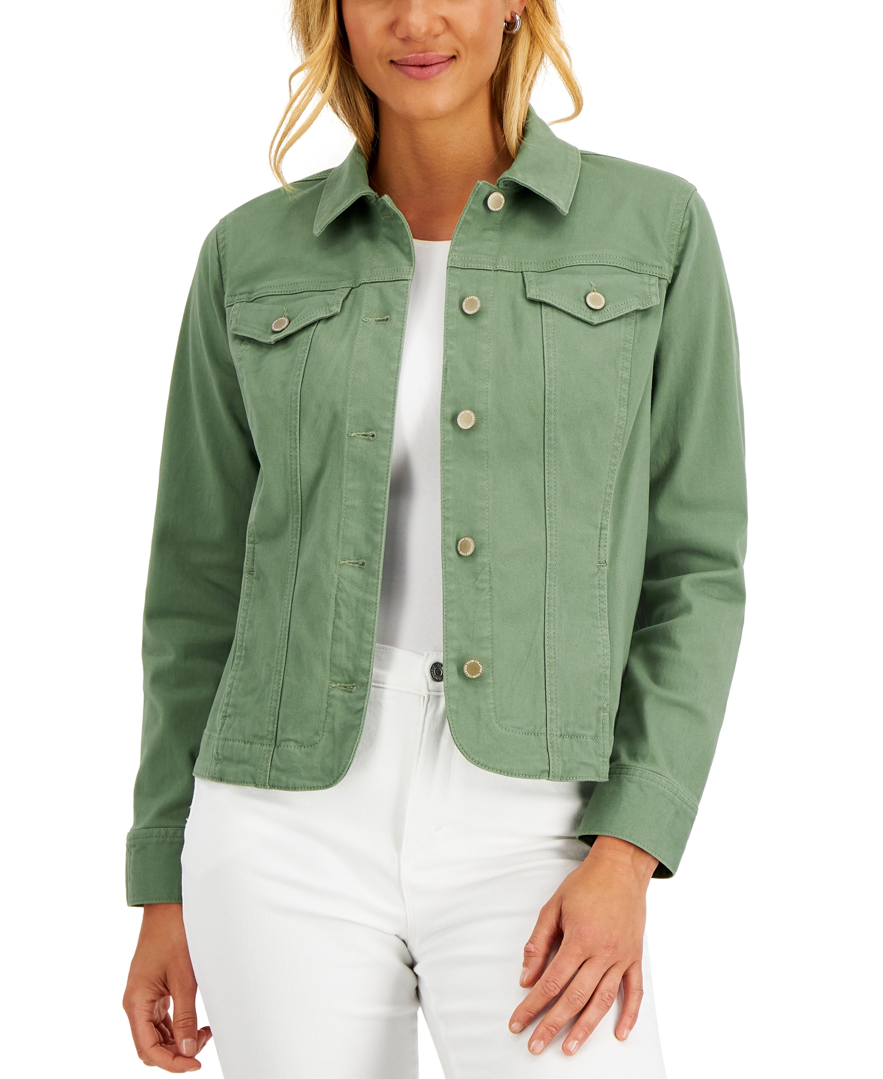 Petite Denim Jacket Cool Olive PM - Walmart.com