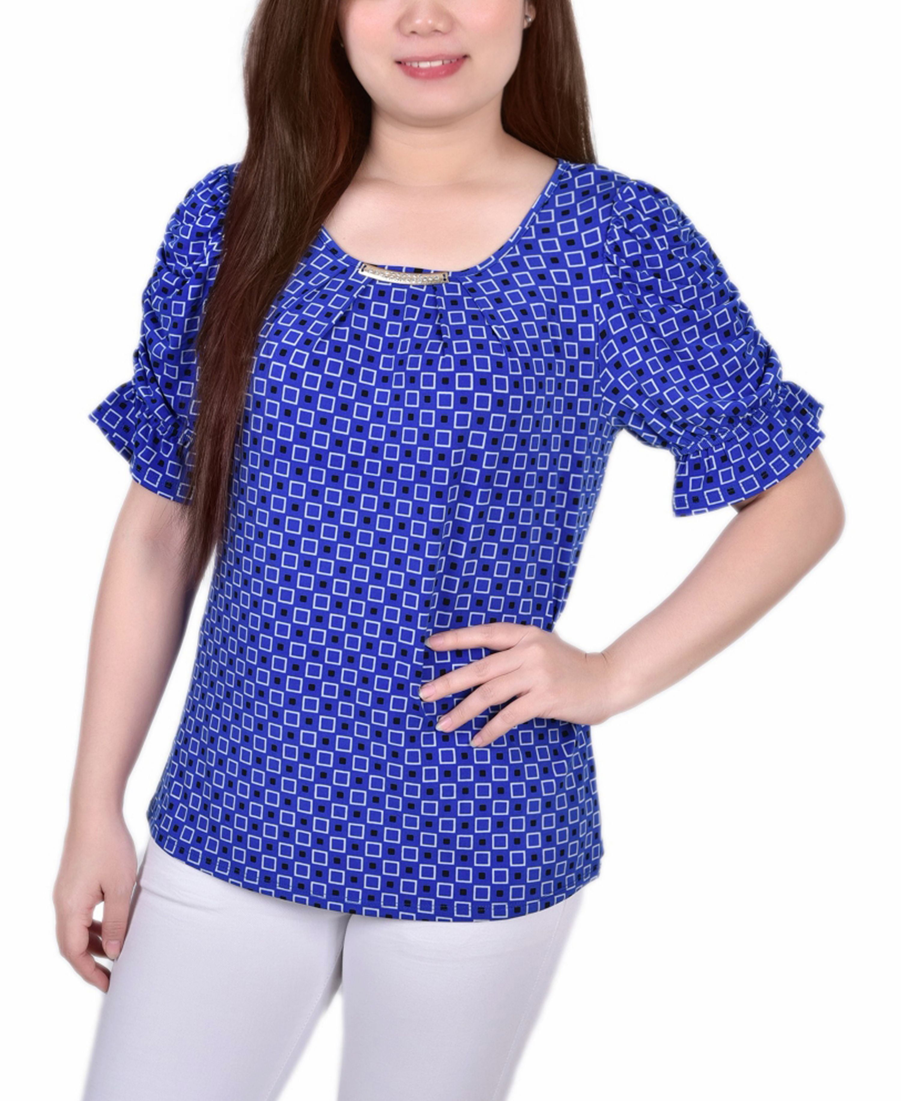 Petite Elbow Cuffed Sleeve Hardware Top Surf The Web Box Coal PXL ...
