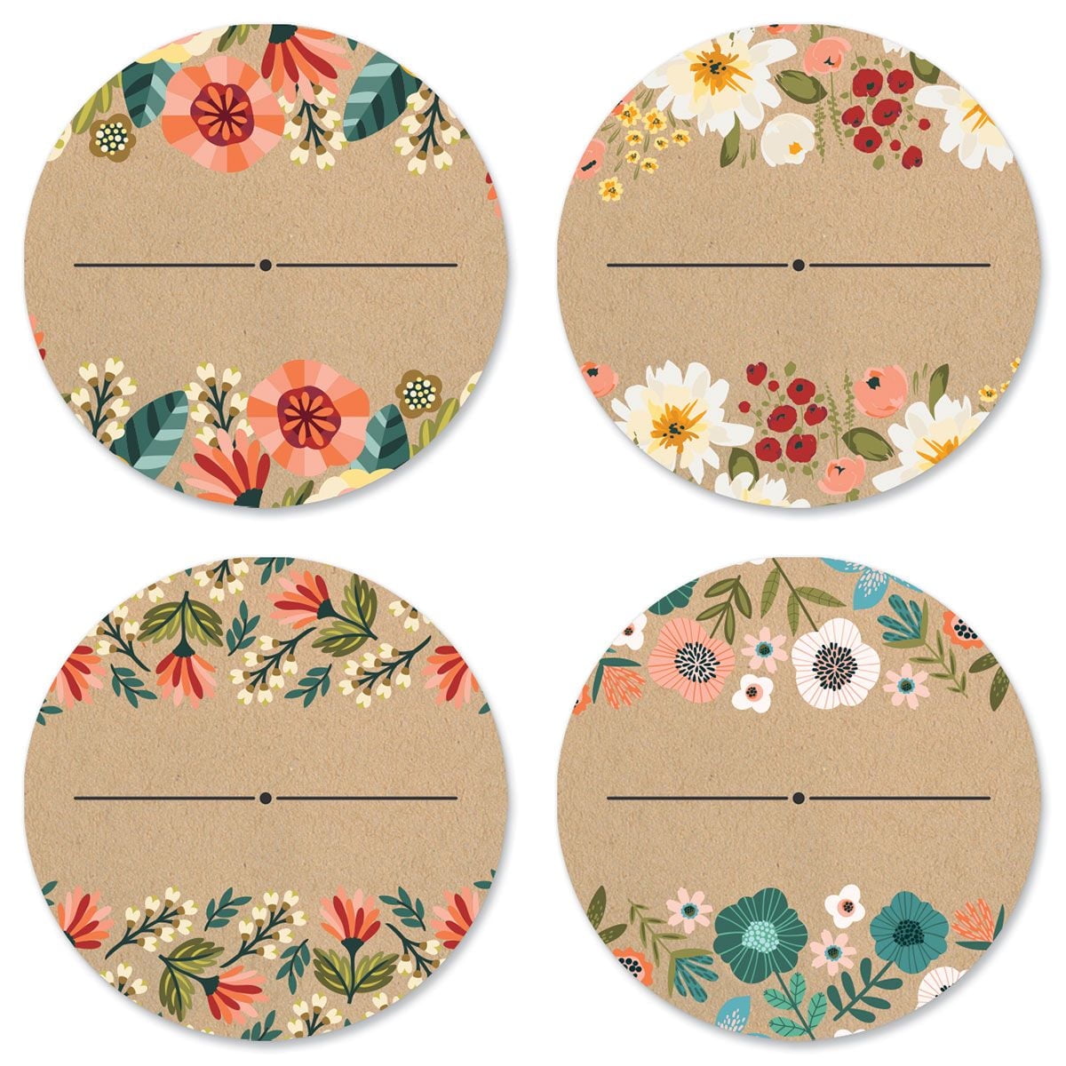 Current Flowers Canning Jar Floral Design Labels, Set of 24, 2" Round ...