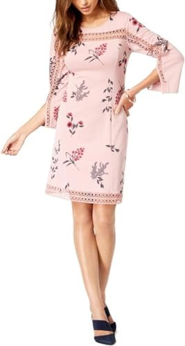 Petite Illusion-Lace Shift Dress Pink Diaphanous 0P - Walmart.com