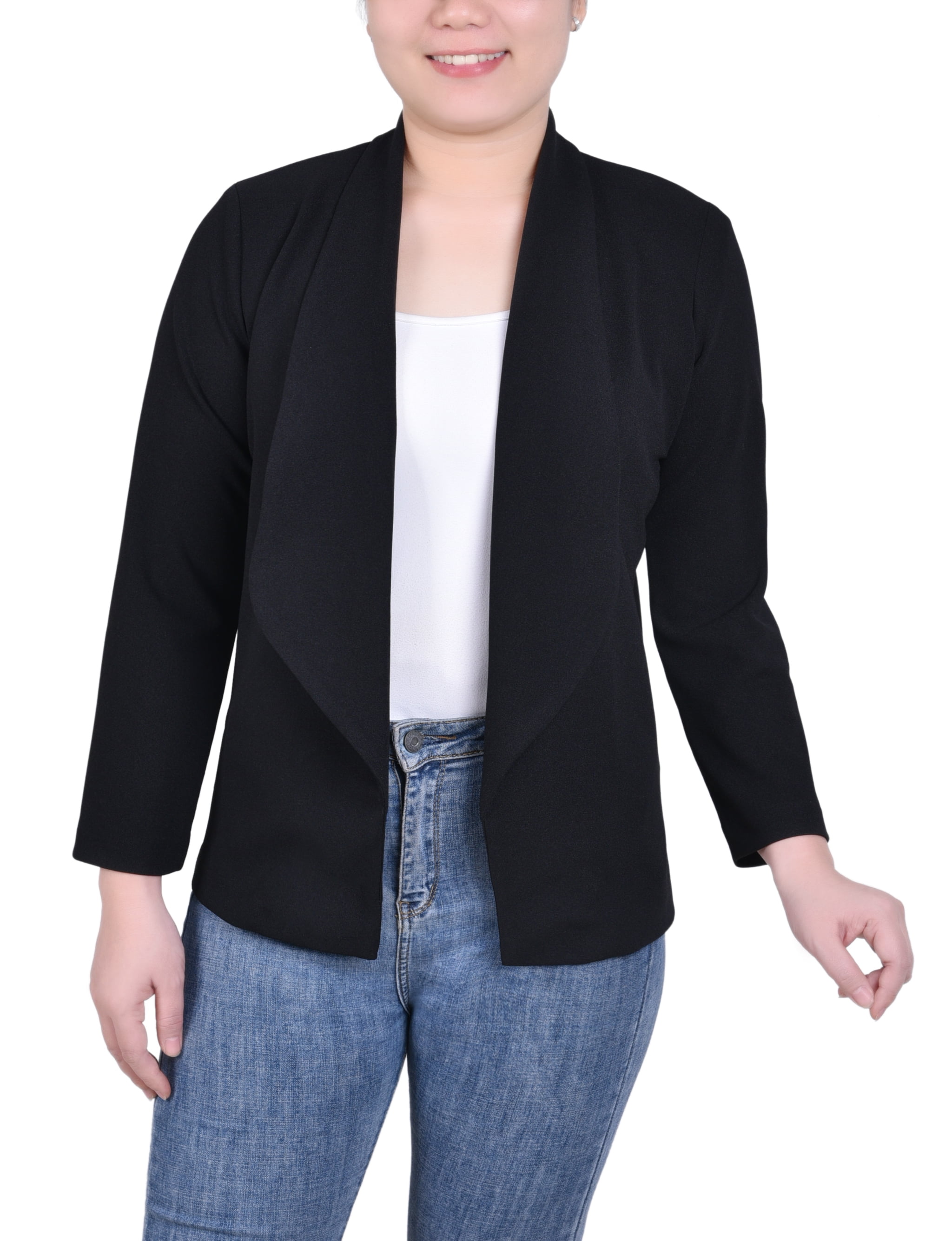 Petite Long Sleeve Ponte Jacket - Walmart.com