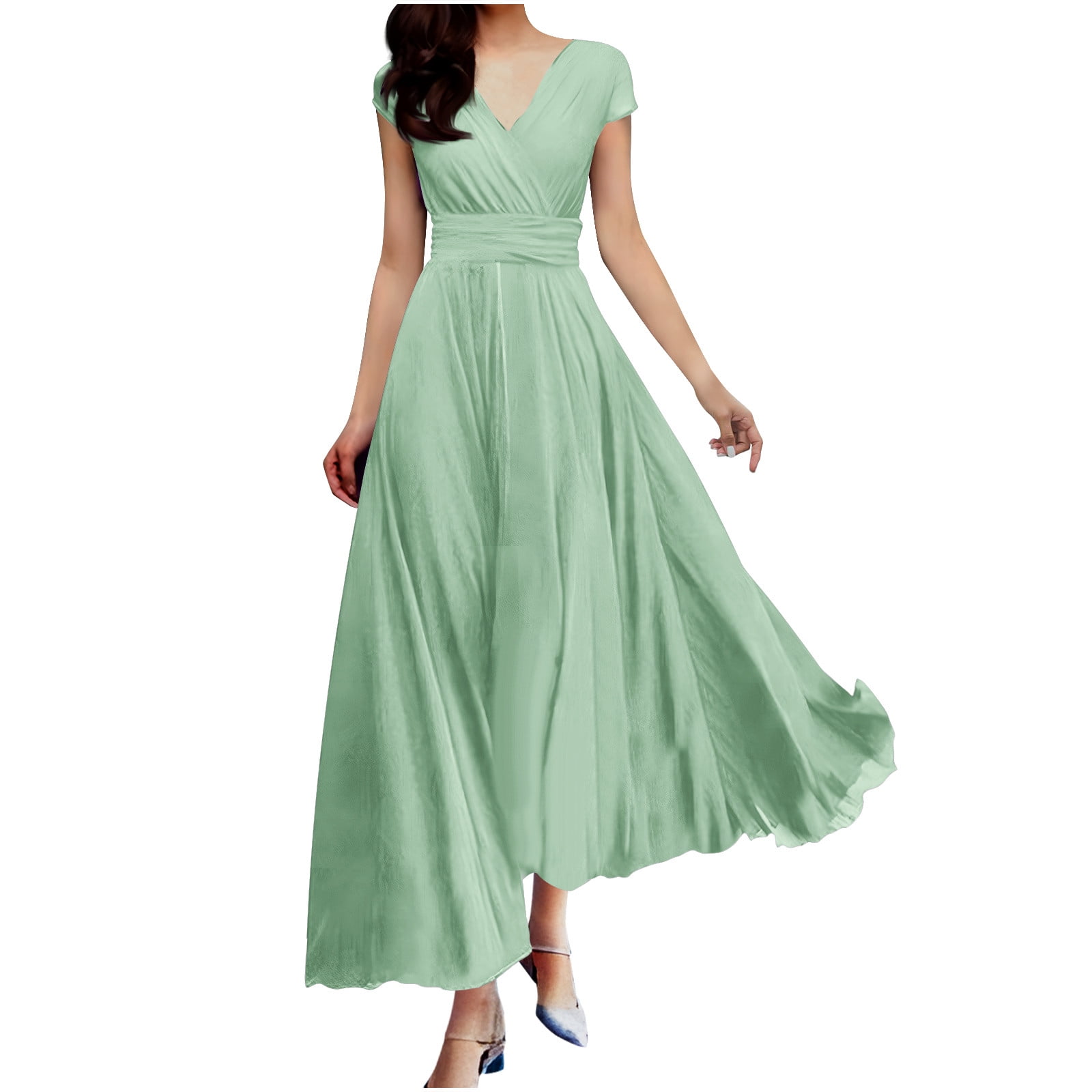 Petite Maxi Dresses for Women,Women's Summer Solid Color Closed Waist ...