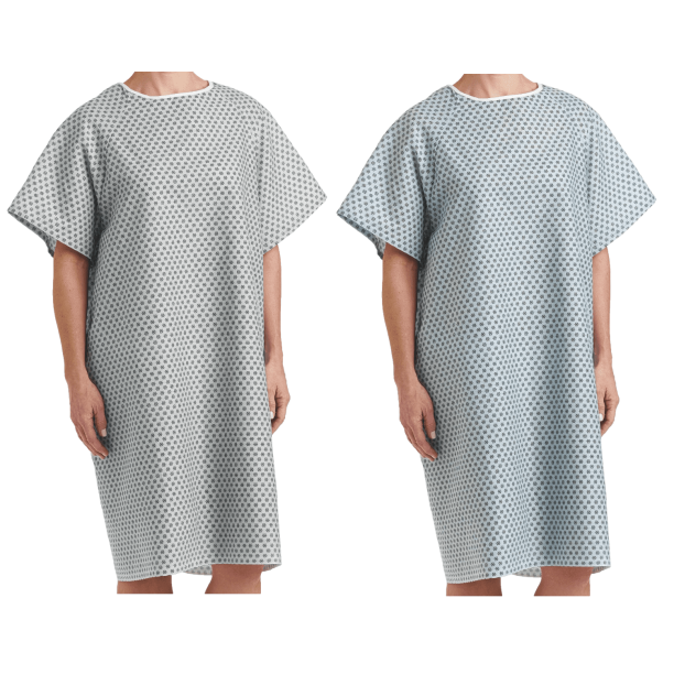 Petite Patient Gowns | 1 White + 1 Blue | Back Tie Closures - 2 Count ...