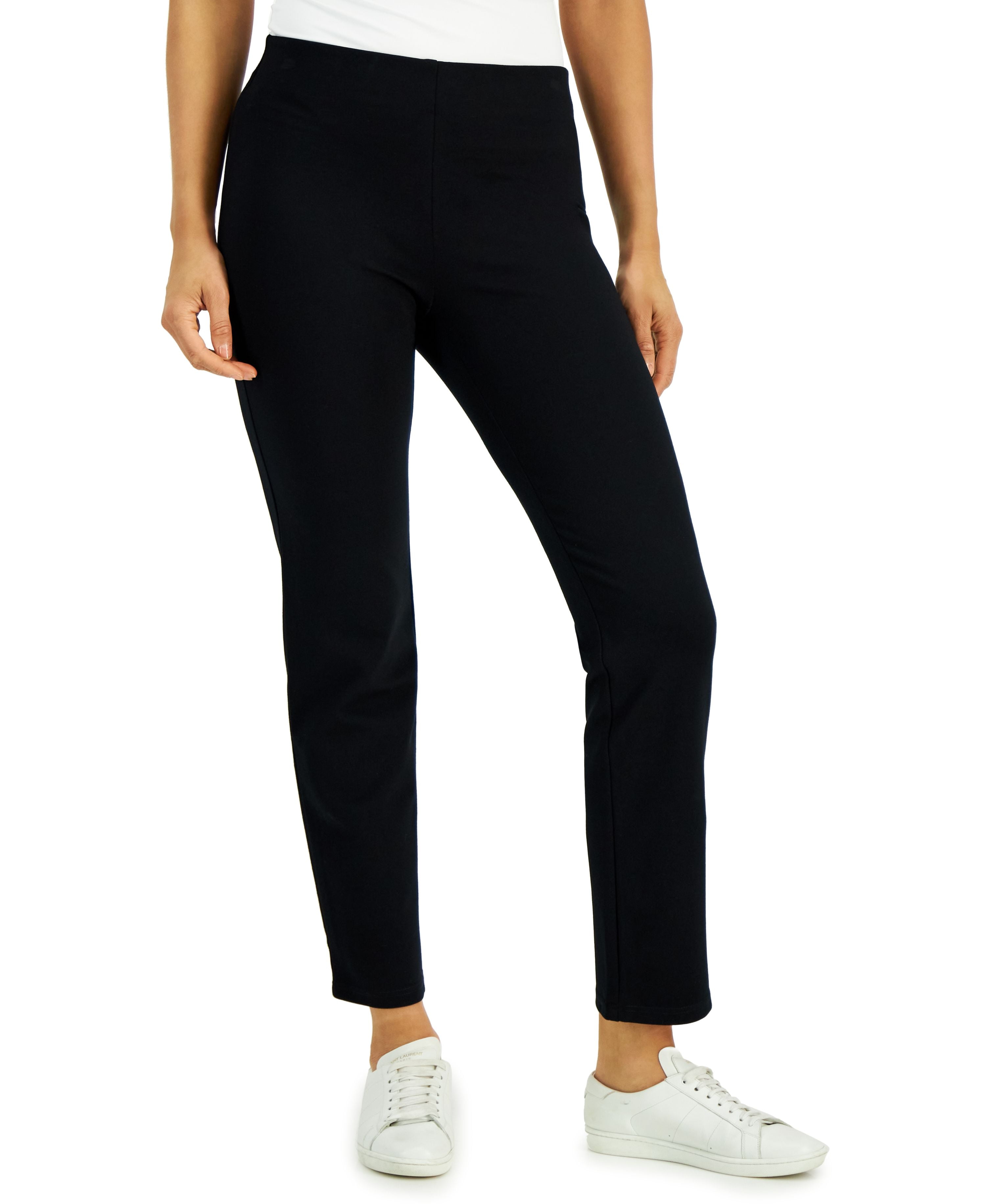 Petite Pont?-Knit Pull-On Pants, Petite & Petite Short Deep Black PP ...