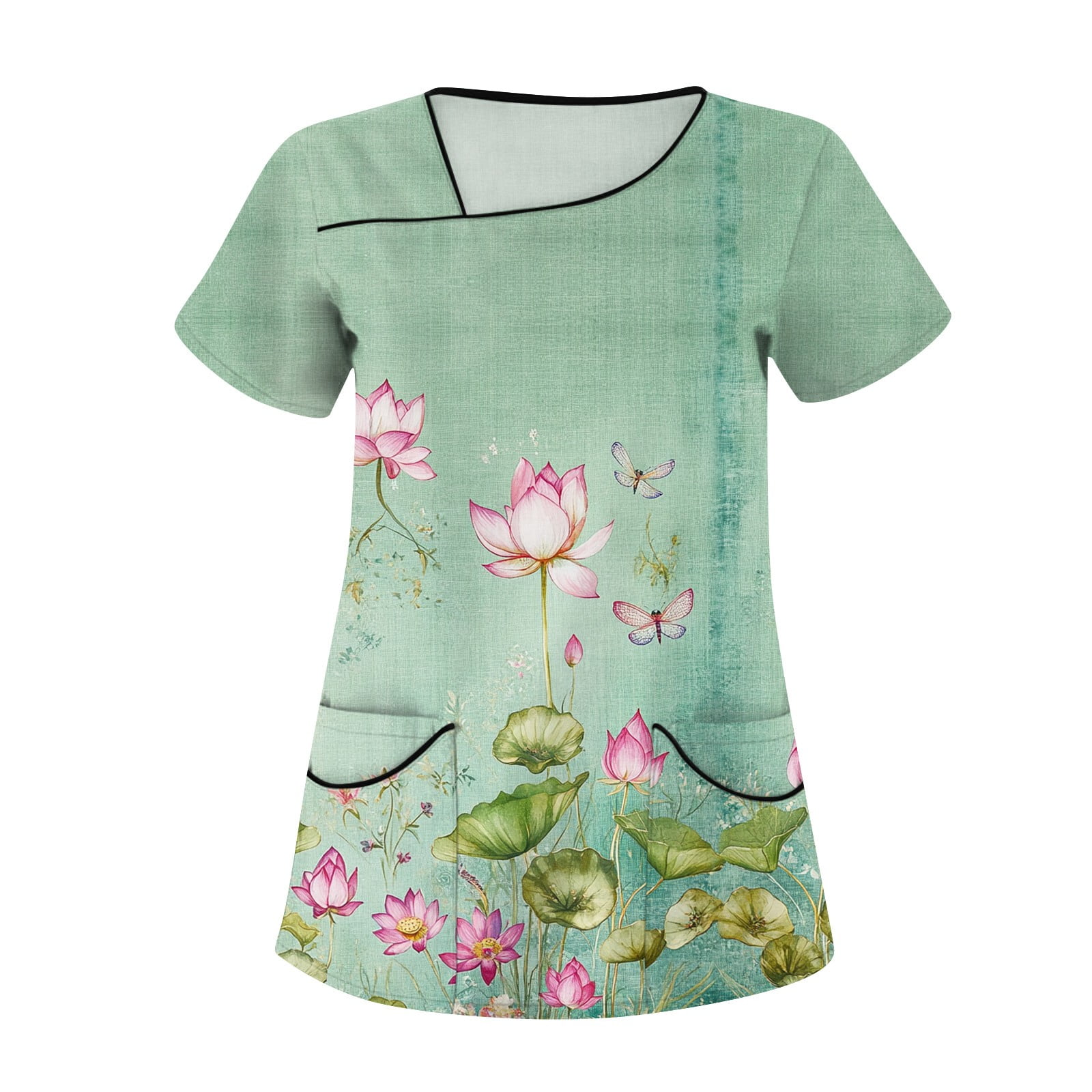 Petite Scrubs for Women,Floral Printed Scrub Tops - Cheerful Floral ...