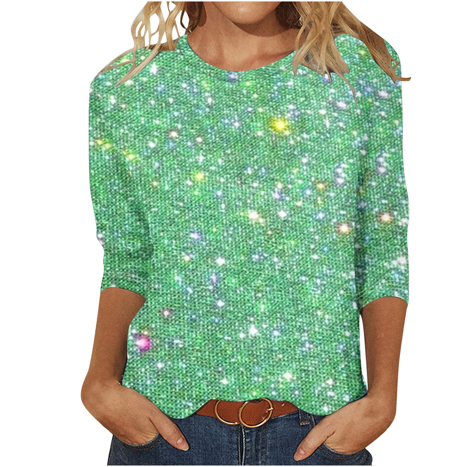 Petite Tops for Women Size Petite Women's 3/4 Sleeve Shirts Trendy ...