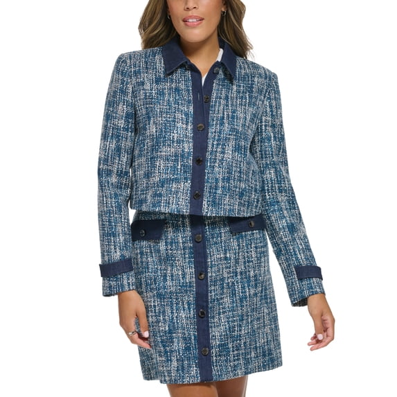 Petite Tweed Button-Front Cropped Blazer Oceana Multi 8P - Walmart.com