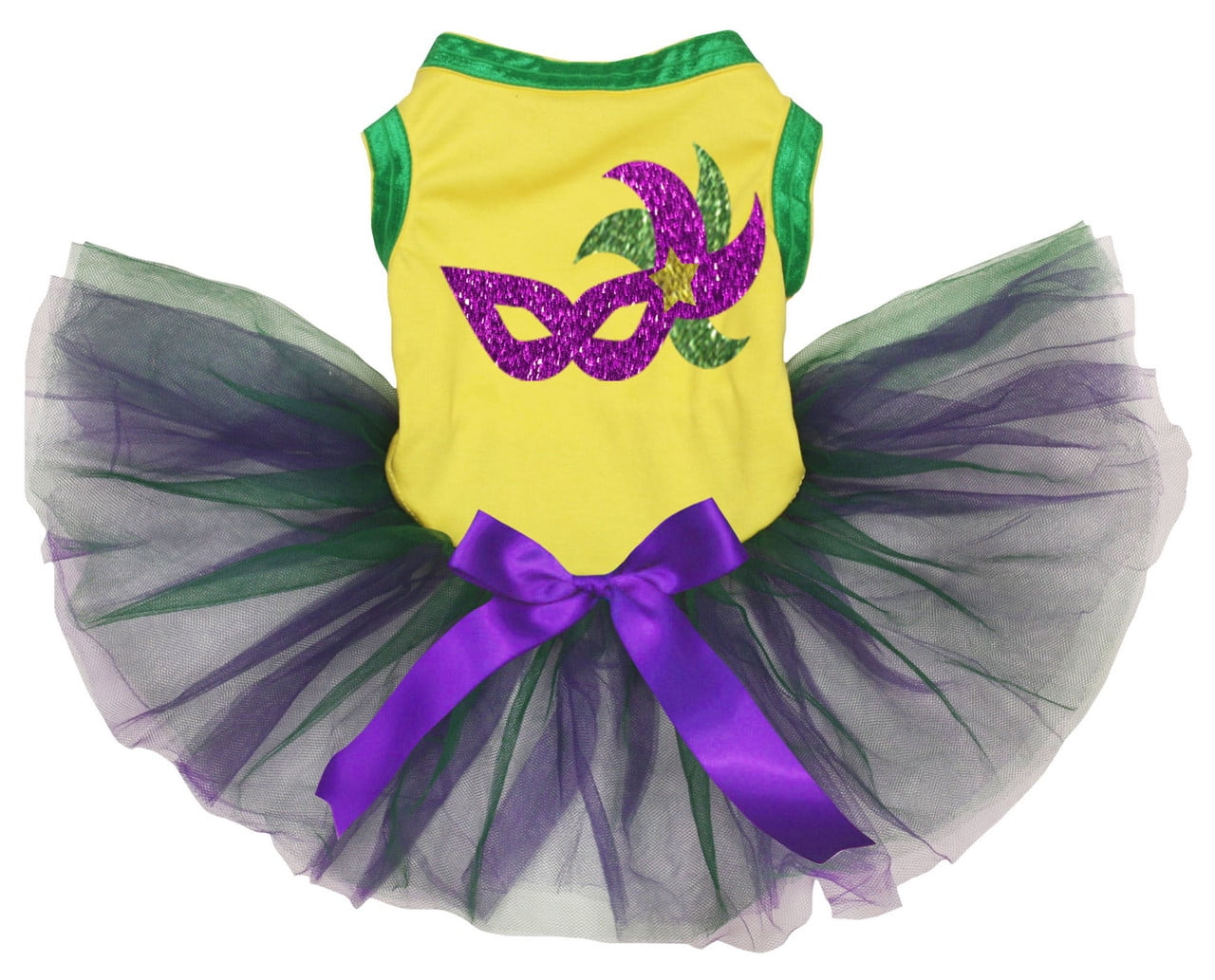 Petitebelle Carnival Eye Mask Puppy Dog Dress (Yellow/Green Purple ...