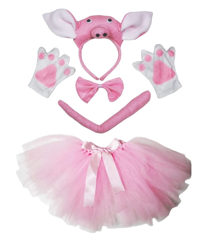 Petitebelle Cutie Pig Headband Bowtie Tail Gloves Tutu 5pc Costume ...