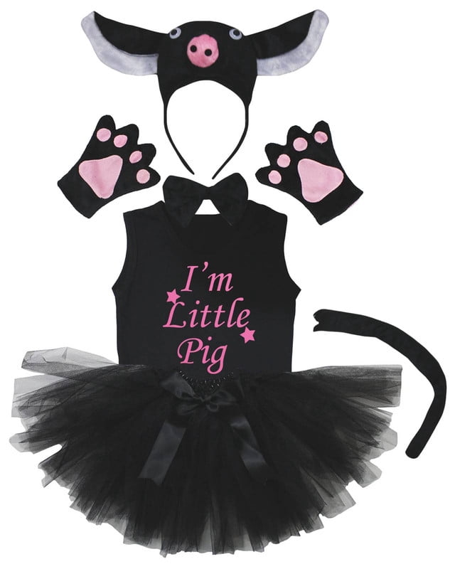 Petitebelle Pig Headband Bowtie Tail Gloves Tutu Shirt 6pc Costume ...