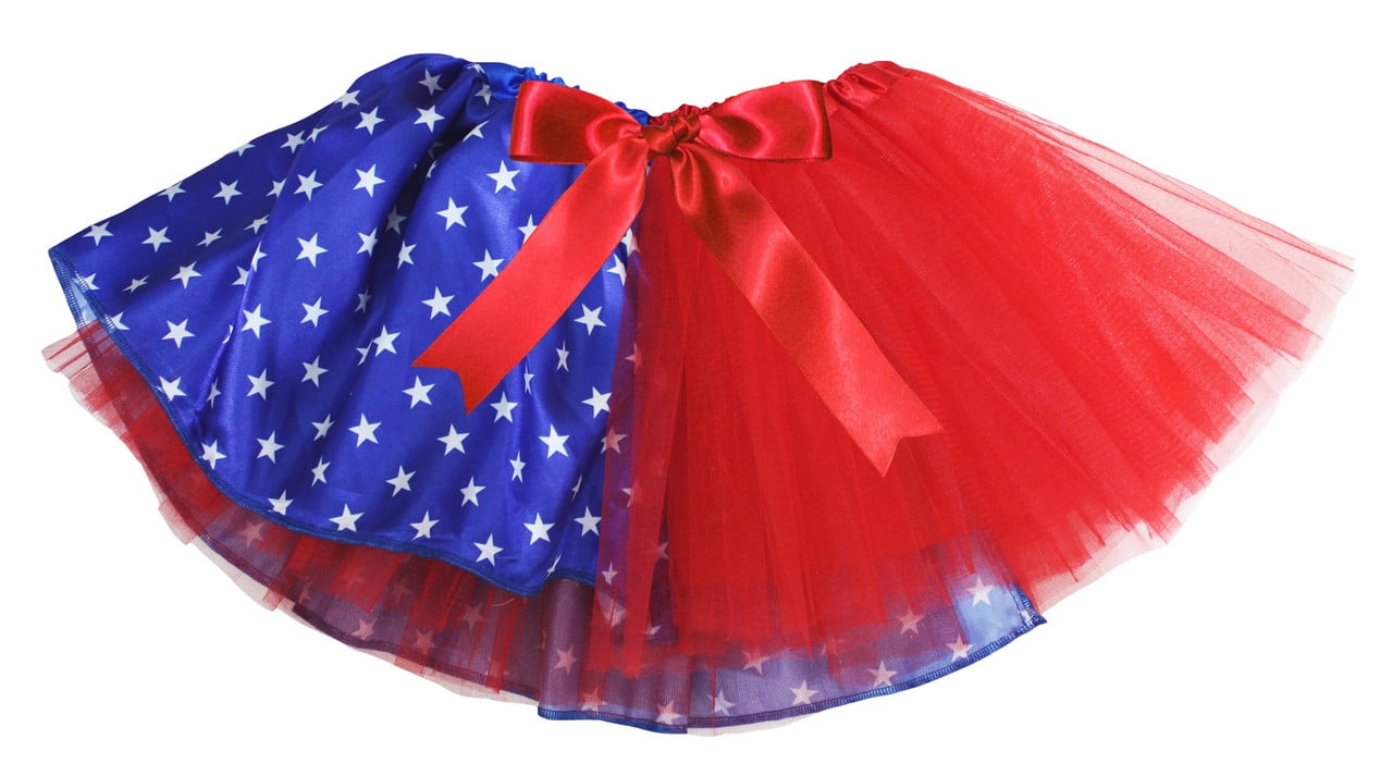 Petitebelle USA Theme Lady Tulle Tutu (Red/Blue Stars, One Size ...