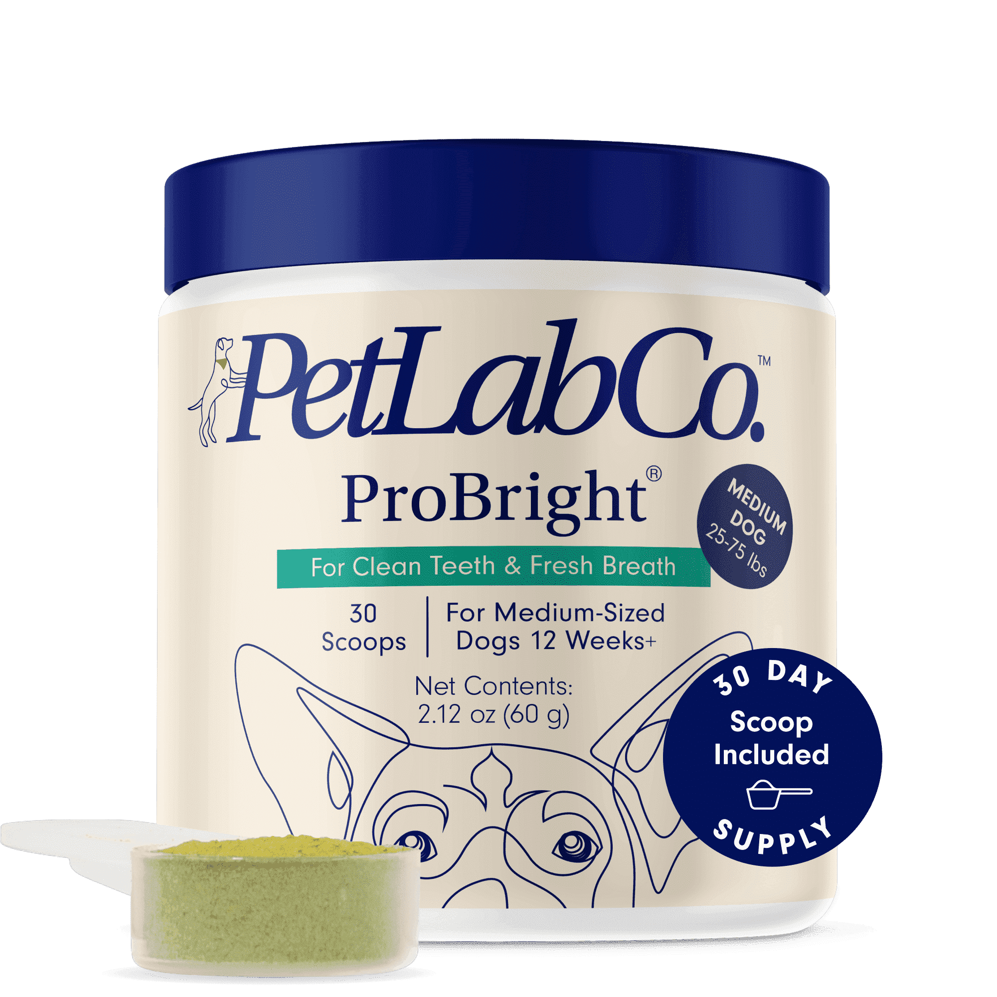 Petlab Co. ProBright Dog Dental Powder - Oral Care for Medium Dogs ...