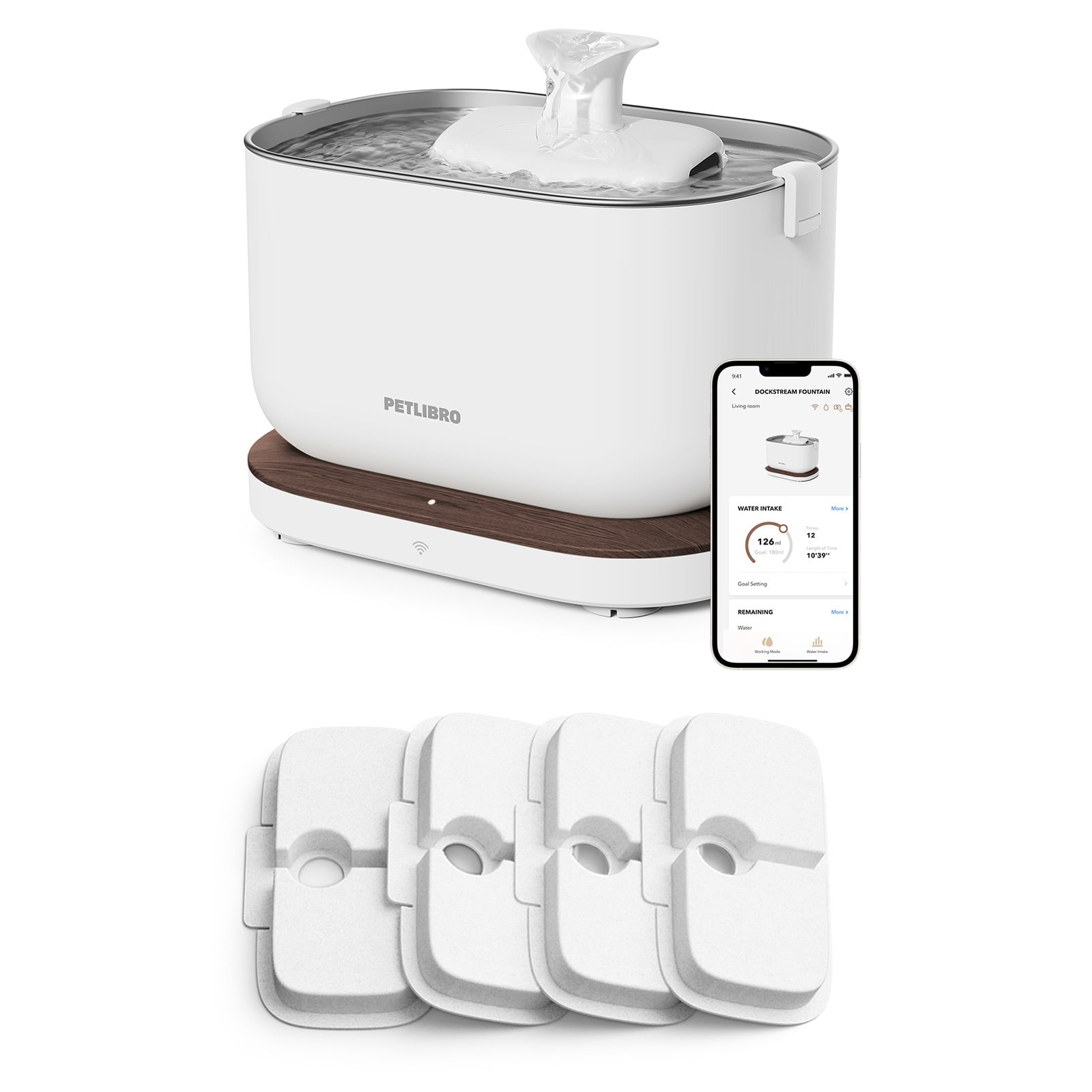 Petlibro Dockstream Cat Water Fountain with App Control, 2.5L/84oz ...