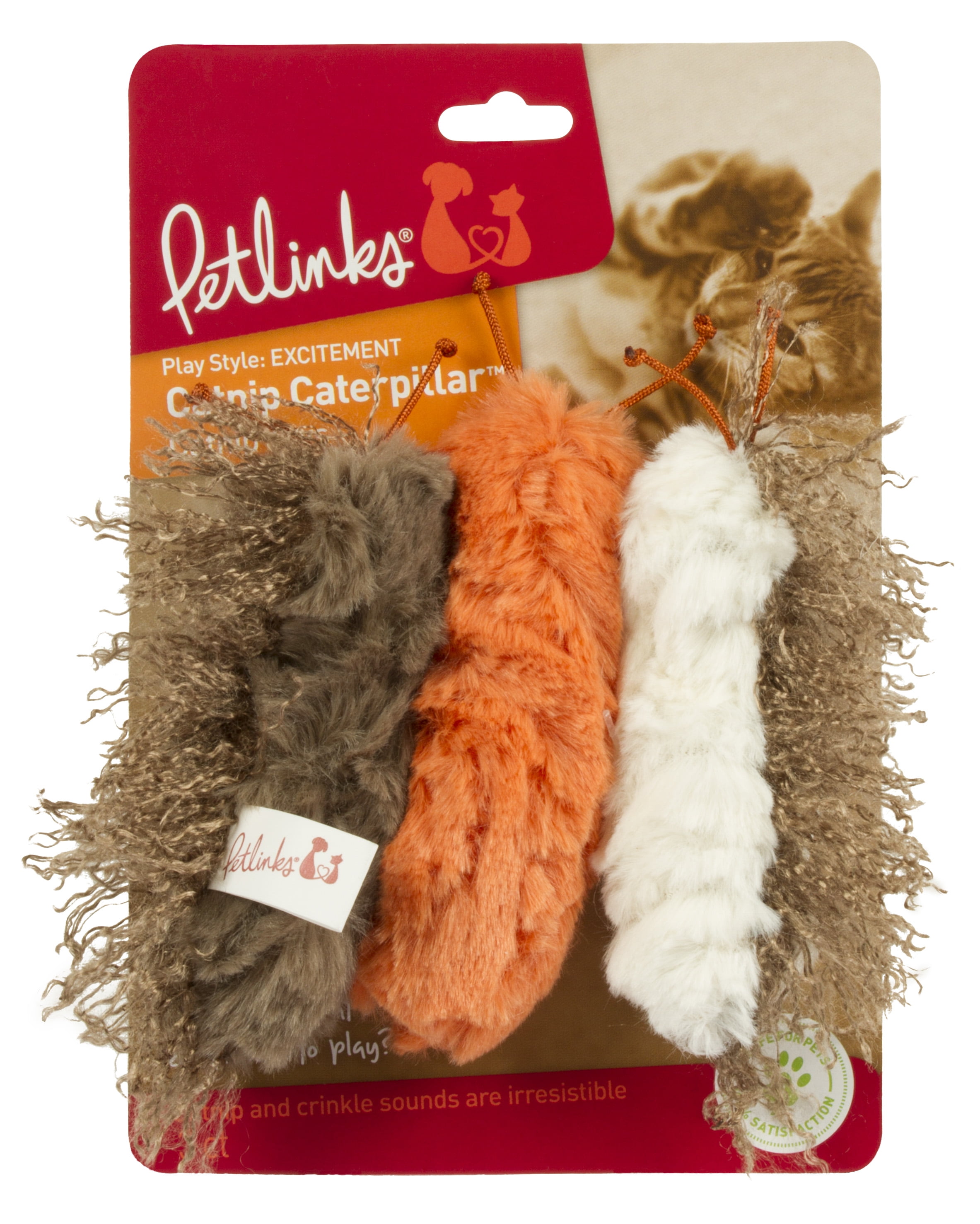 Petlinks® Catnip Caterpillars™ Set of 3 Crinkle and Catnip Cat Toys - Walmart.com