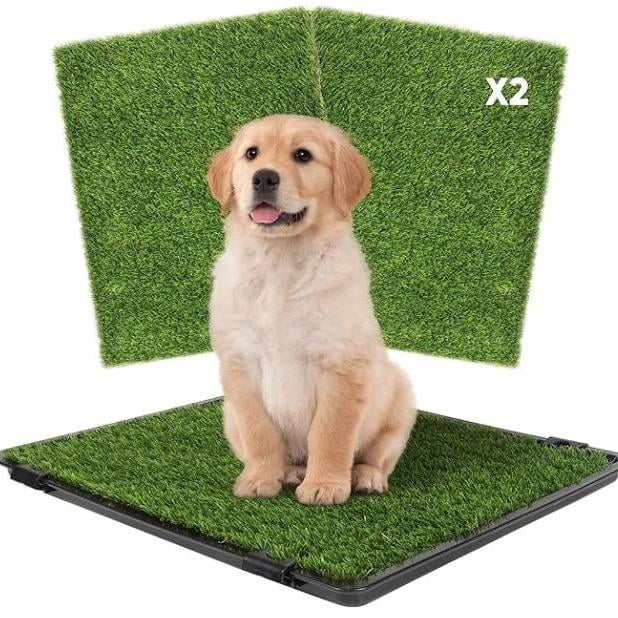 PetloveVibes Upgraded Dog Grass Pad With Green Tray: Reusable Training ...