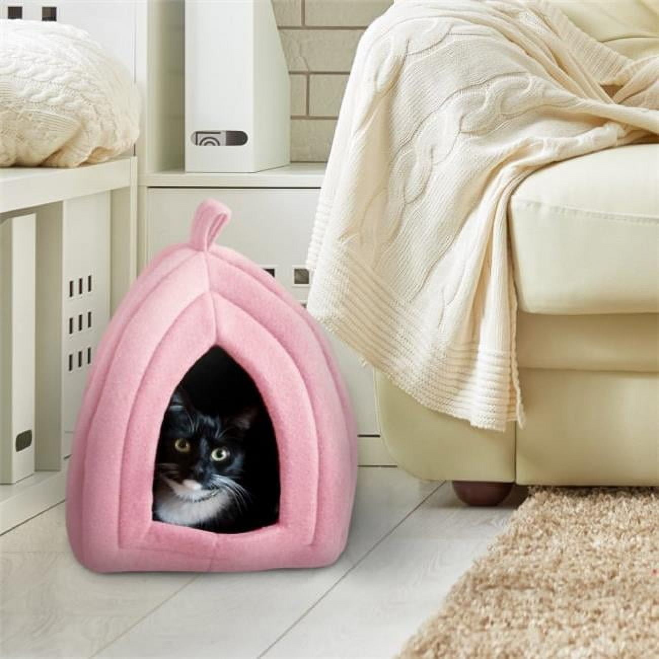 Petmaker 80-PET6000 Cat Pet Bed Igloo Soft Indoor Enclosed Covered Tent & House for Cats Kittens ...