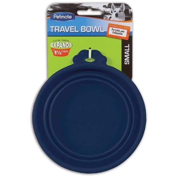 Petmate Round Silicone Travel Pet Bowl Blue [Dog, Waterers] Small 1 ...