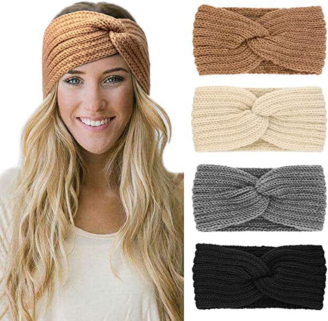 Petmoko Winter Headbands for Women Ear Warmer Knit Soft Elastic Crochet ...
