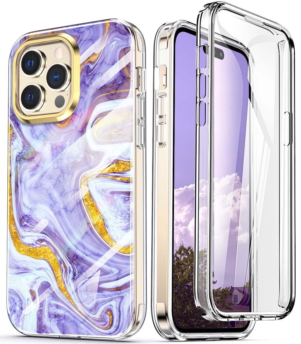 Petocase for iPhone 15 Pro Case,Fashion Marble Design Glitter Slim Full ...
